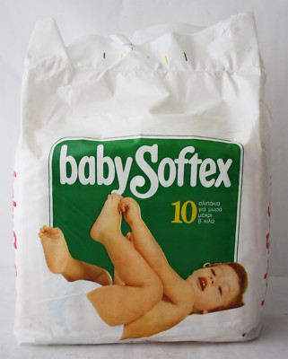 VINTAGE 80'S BABY SOFTEX 10X DIAMOND PLASTIC DIAPERS 8kg/18lbs GREECE ...