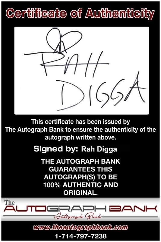 Rah Digga authentic signed rap Notecard W/Certificate Autographed ...