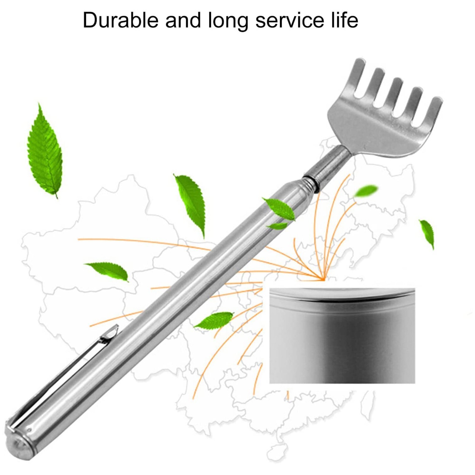 Metal Stainless Steel Back Scratcher Telescopic Extendable Claw ...