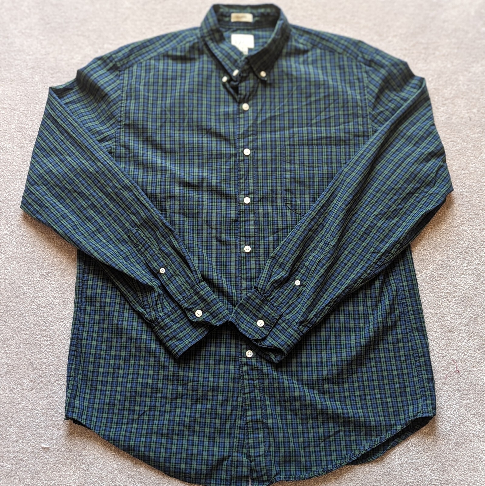 J Crew Shirt Mens L Green Blackwatch Plaid Long Sleeve Button Down ...