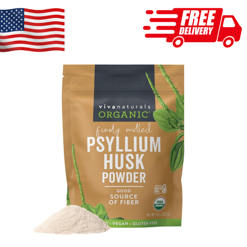Viva Naturals Organic Psyllium Husk Powder 1.5 Lbs Easy Mixing Fiber ...