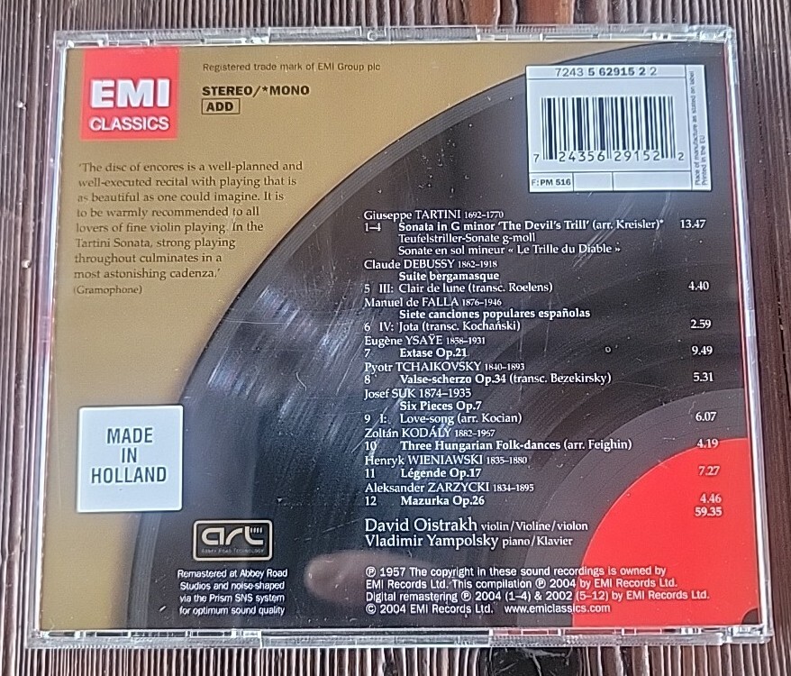 The Devils Trill Showpieces for Violin & Piano David Oistrakh Vladimir ...