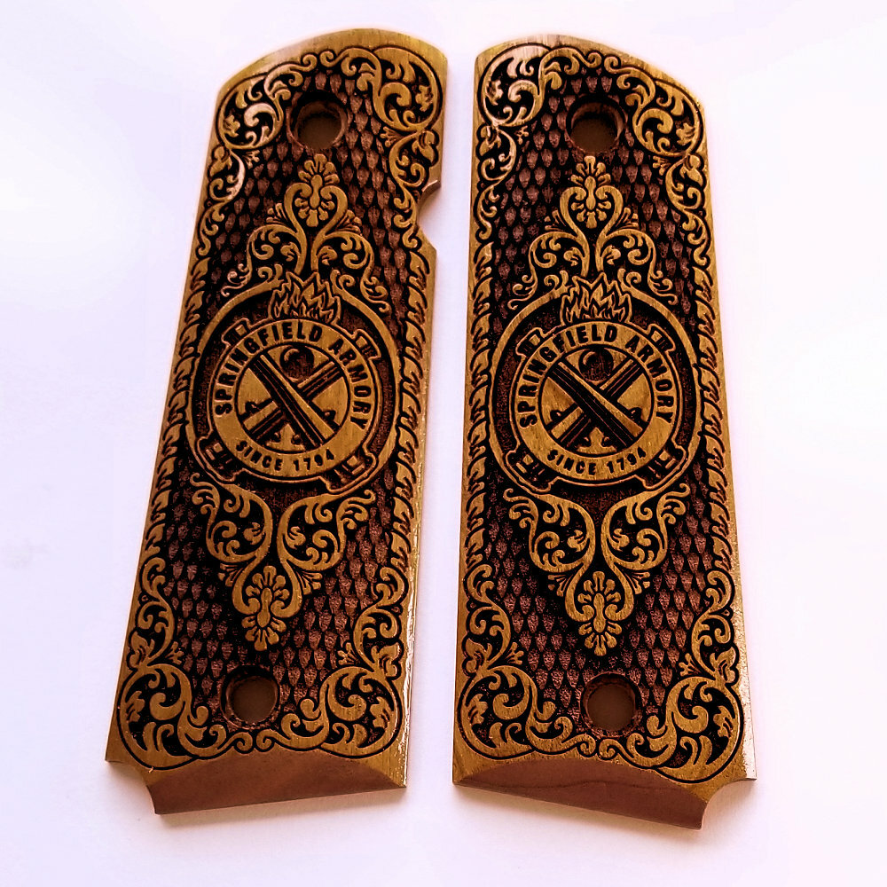 1911 Full Size Springfield Armory 3D engraved wood grips Scroll | eBay