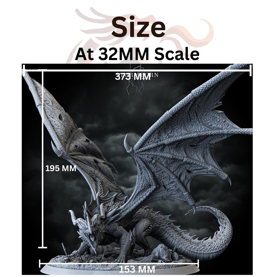 Ancient Red Dragon Epic Fantasy TTRPG Boss Mini Resin 3D Printed DnD ...