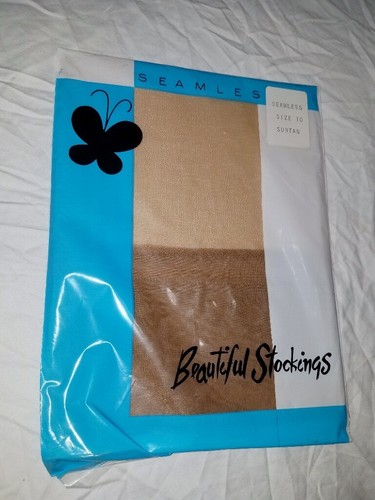 VTG 60s Beautiful Stockings Seamless Suntan 10 Sheer 15 Denier ...