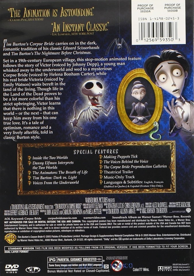 Tim Burtons Corpse Bride (DVD, 2006, Full Frame) 12569593503| eBay