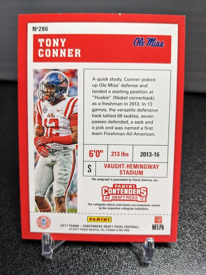 TONY CONNER 2017 Panini Contenders Draft Picks Auto RC OLE MISS REBELS ...