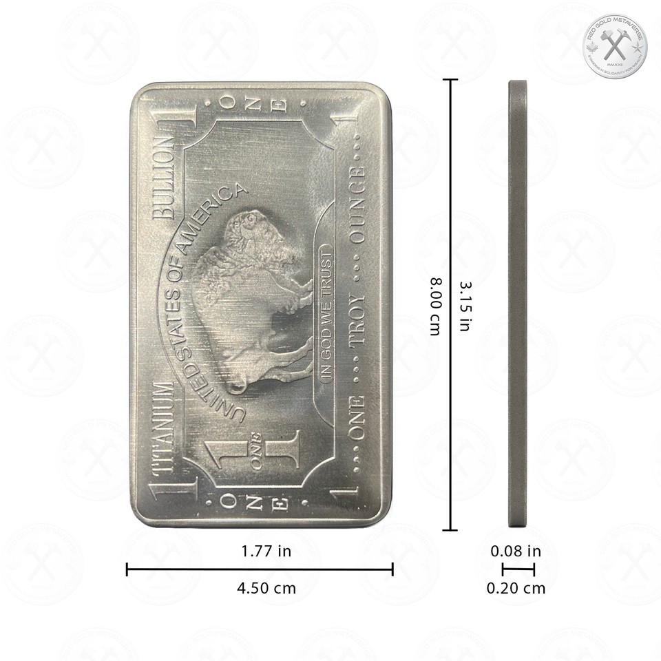 5x 1 oz .999 Titanium Bullion Bars – American Buffalo Design – Ingot ...