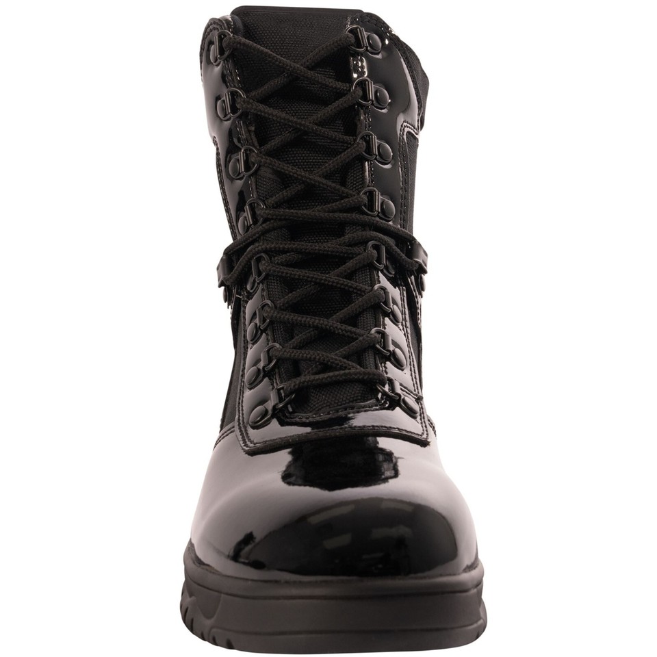 Black High Gloss Forced Entry Boots Tactical Slip-Resistant Side Zipper ...