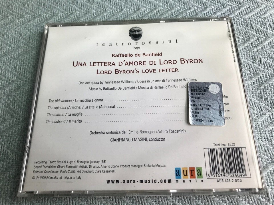 DE BANFIELD: Una Lettera D'Amore a Lord Byron /Masini, et al by Elena ...