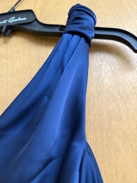 Halston Women's Navy Satin Cold-Shoulder Balloon Sleeve Binnie Dress ...