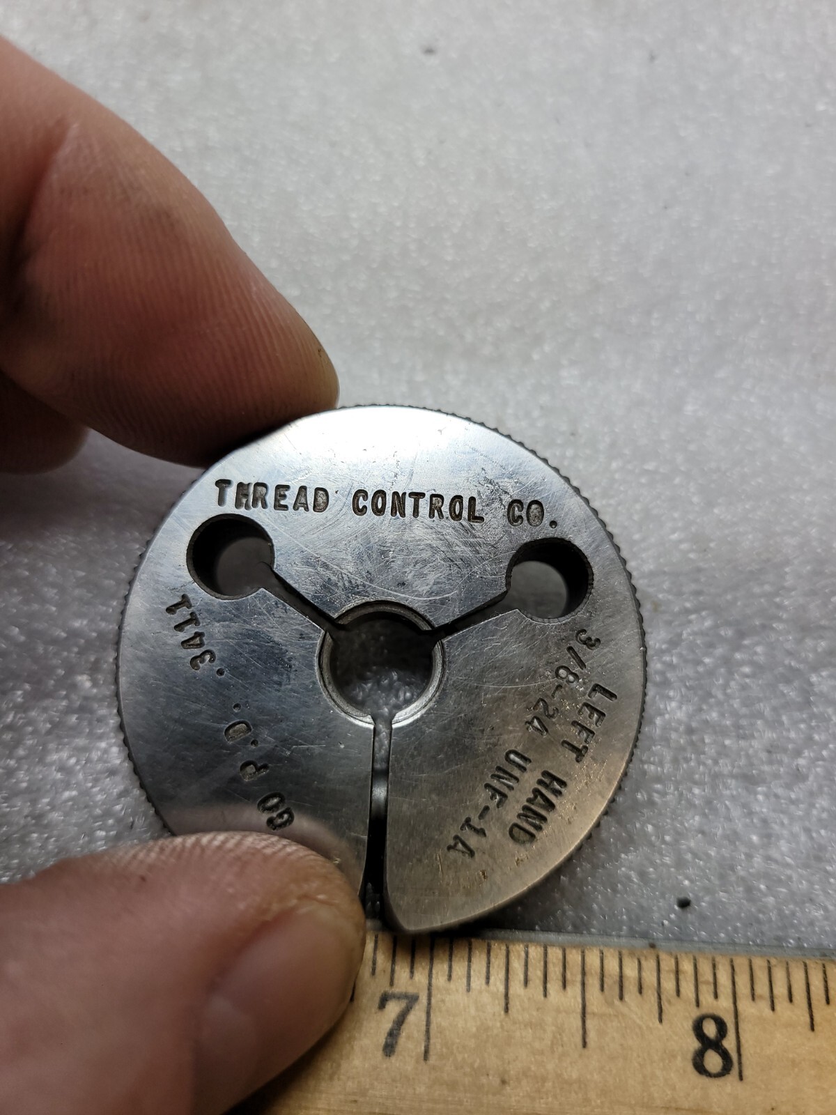 3/8 - 24 UNF - 1A LEFT HAND THREAD RING GAGE NO GO P.D. = .3411 THREAD ...