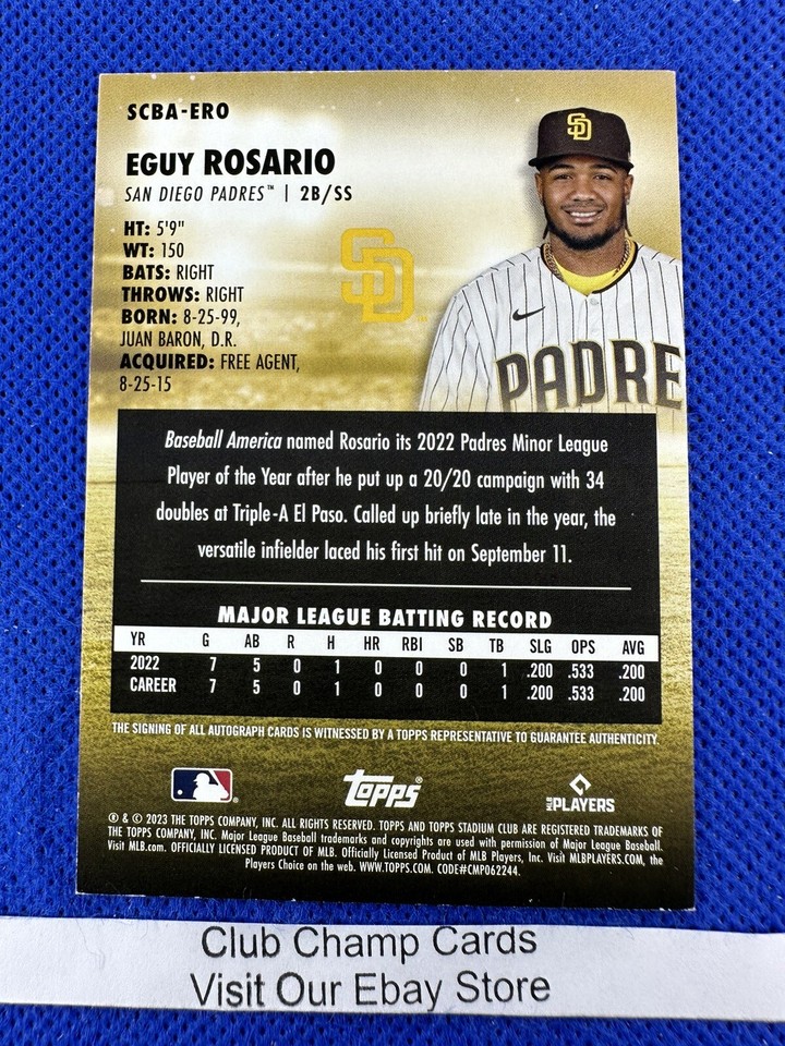 2023 #SCBA-ERO Eguy Rosario Topps Stadium Club Baseball On Card ...
