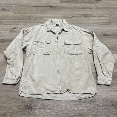Vintage 90's Bullhead Jacket Full Zip Beige Corduroy Large Skater Jnco ...