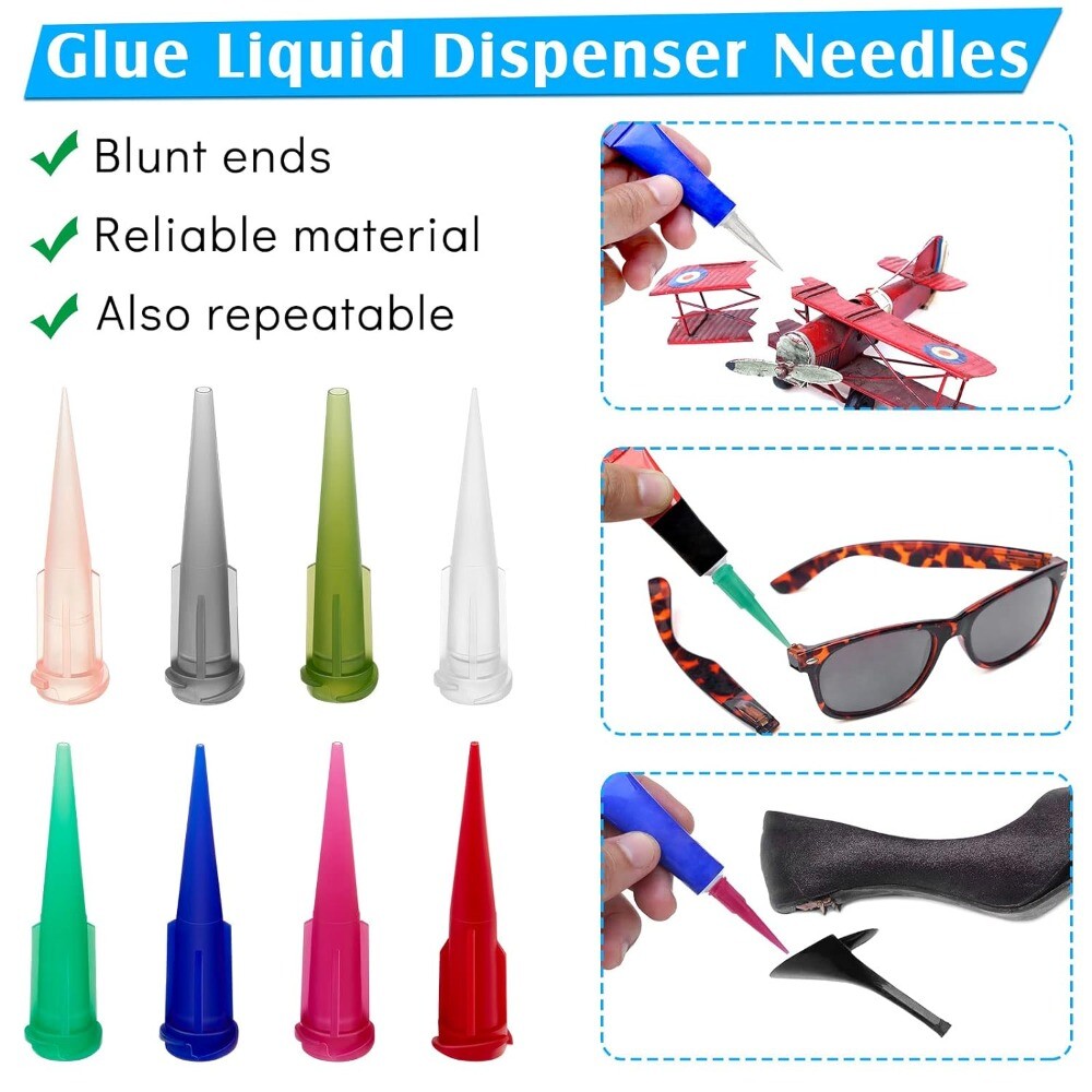 120Pcs Plastic Liquid Dispenser Needles 6 Mixed Size Dispensing Fill ...