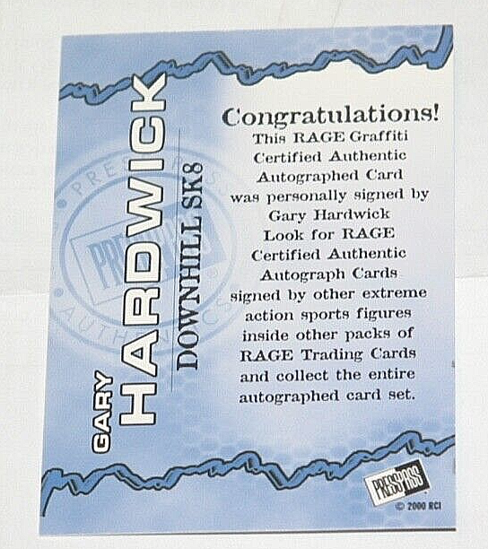 2000 Press Pass RAGE Graffiti On-Card Auto Gary Hardwick Downhill Sk8 ...
