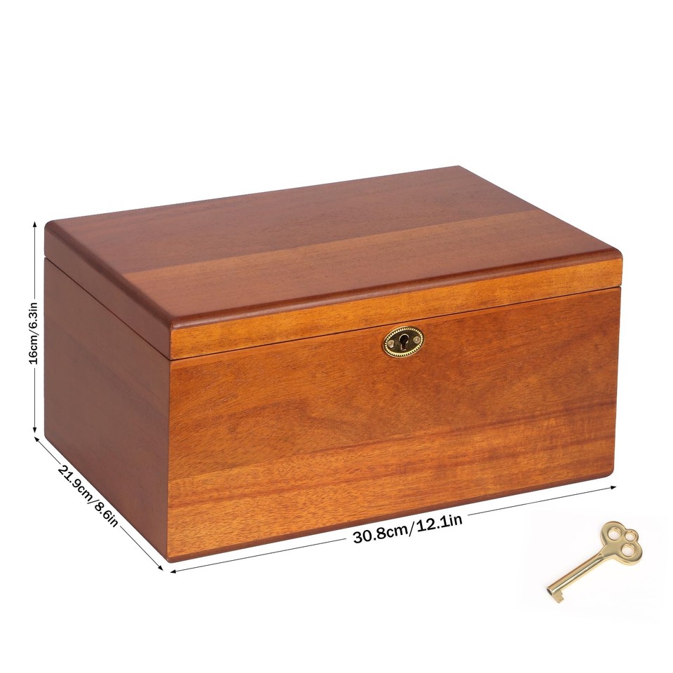 Premium Acacia Keepsake Box, Lockable Hand-Crafted Memory Box For ...