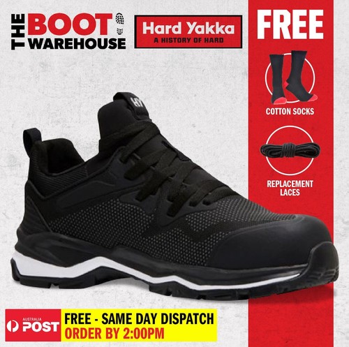 Hard Yakka Y60190 Work Shoes 'ICON' BLACK Composite Safety Lightweight ...