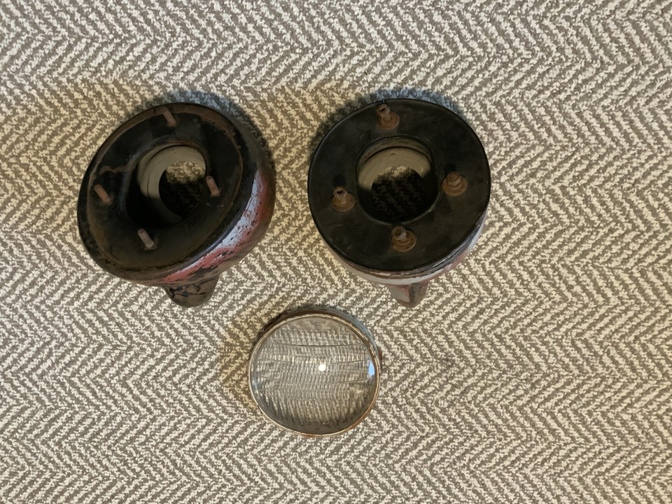 1940 ERA VINTAGE SEALED BEAM HEADLIGHT BUCKETS WITH MARKER ON TOP HOT ...