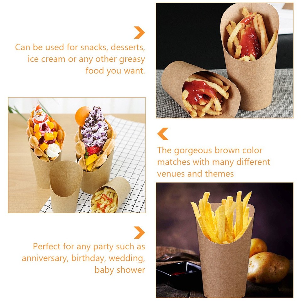 50 Pcs French Fry Holder Holders Food Packaging Bags Fries Paper | eBay ...