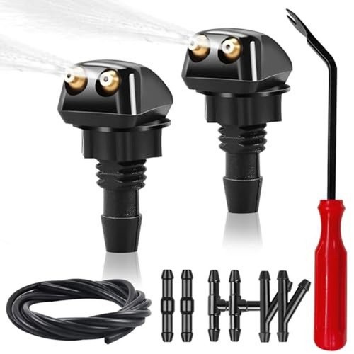 2Pcs Front Windshield Washer Nozzles With Adapter Hose Screwdriver ...