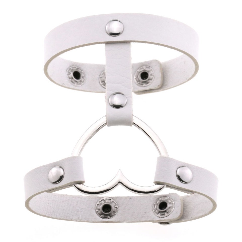 Punk Style Heart Linked Bracelet Double Circle Adjustable Bangle Wrist ...