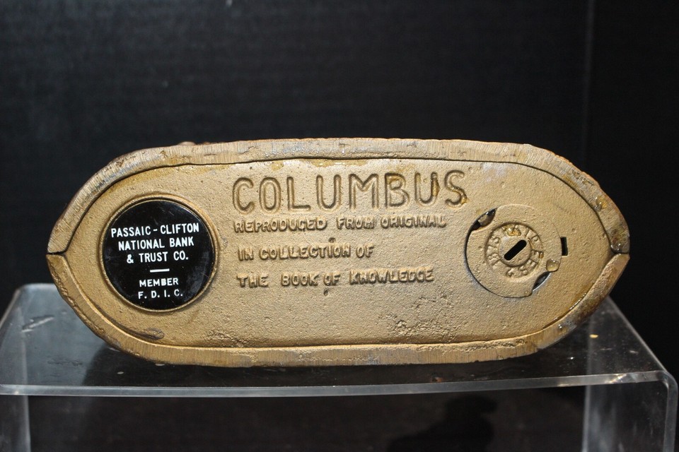 Vintage Columbus Worlds Fair Cast Iron Mechanical Bank Book Of ...