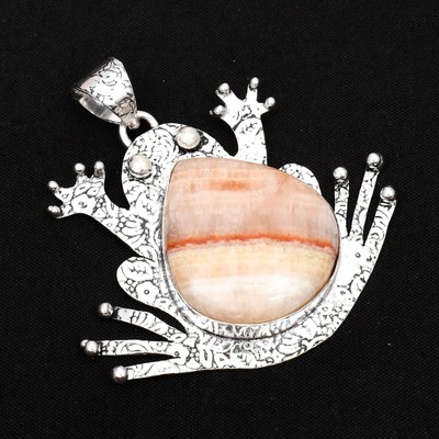 Yellow Lace Agate Gemstone Frog Pendant Jewelry Gift For Her 2.12" AP ...