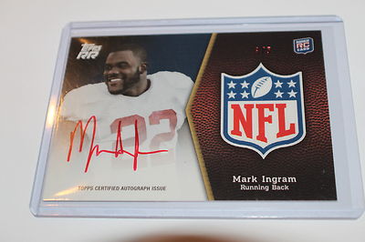 2011 Topps Rising Rookies NFL Shield Autographs Red Ink Mark Ingram RC ...