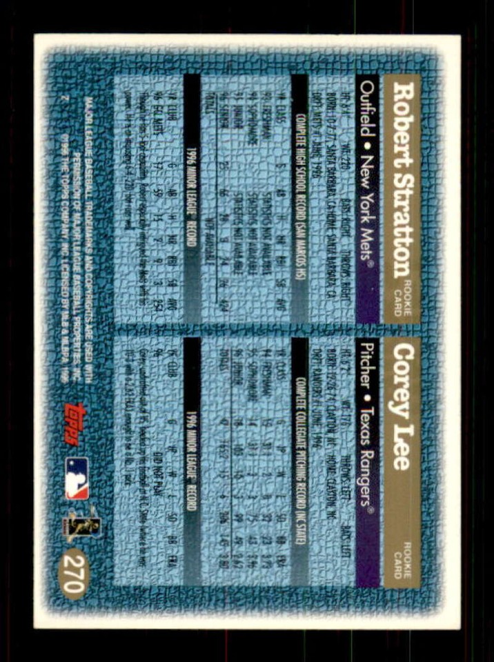 1997 Topps #270 Corey Lee/Robert Stratton AUTOGRAPHED!! RC Rookie ...