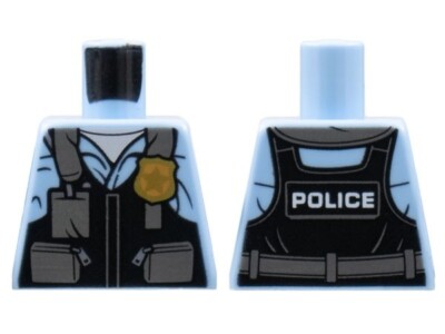LEGO 973pb3376 Torso Police Black Pilot Safety Vest with Police Badge ...