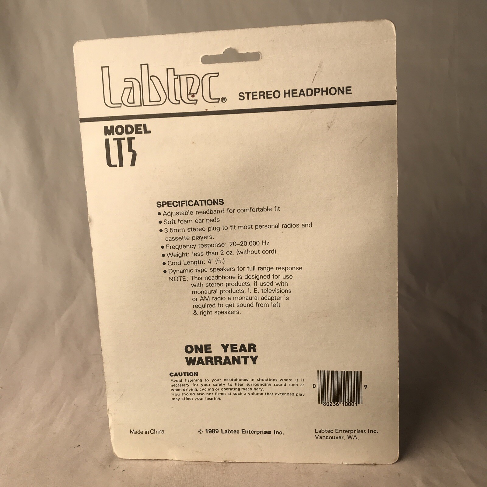 Labtec+Stereo+Headphones+Lt5+1988+Vintage+3.5mm+Plug+Old+Stock for sale ...