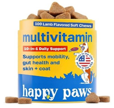 Happy Paws Multivitamin for Dogs Soft Chews Essential Vitamins Lamb ...