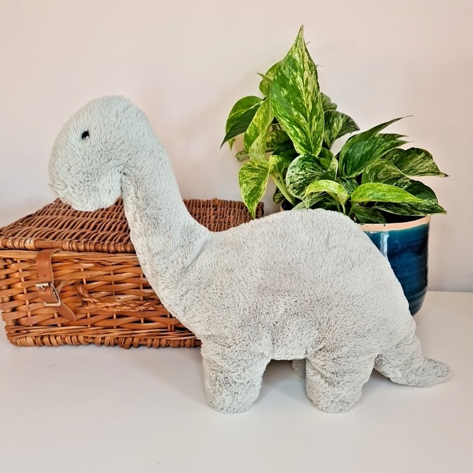 Jellycat Medium Fossily Brontosaurus Soft Toy - Green Dinosaur Dino ...