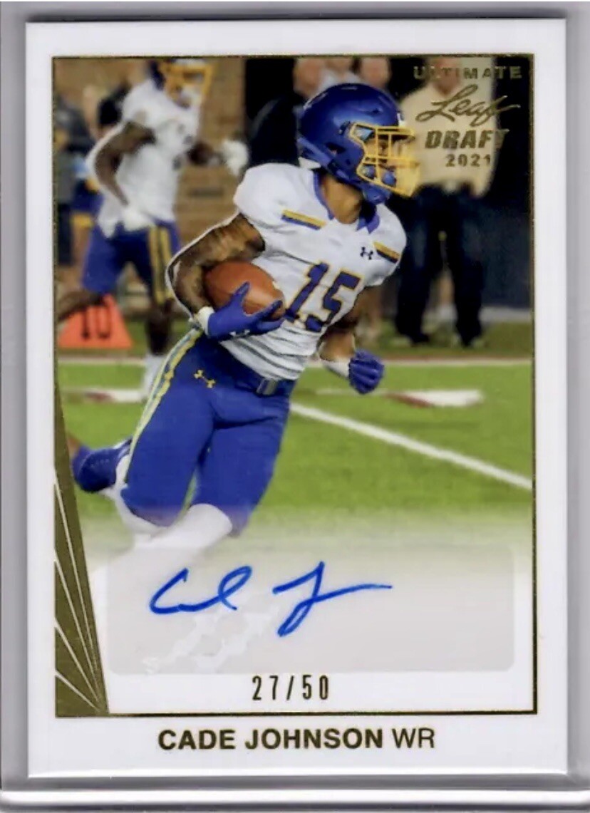 2021 LEAF ULTIMATE DRAFT CADE JOHNSON NFL ROOKIE RC AUTO #27/50 | eBay