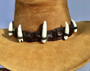 Genuine crocodile hat band 5 real jumbo teeth Australian made for all ...