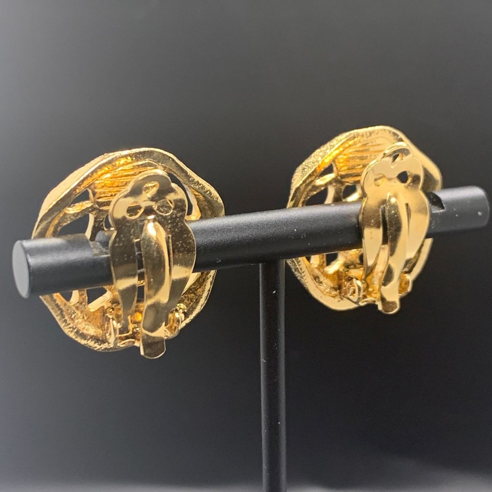 Signed D'Orlan Vintage Gold Tone Modern Rose Flower Medallion Necklace ...