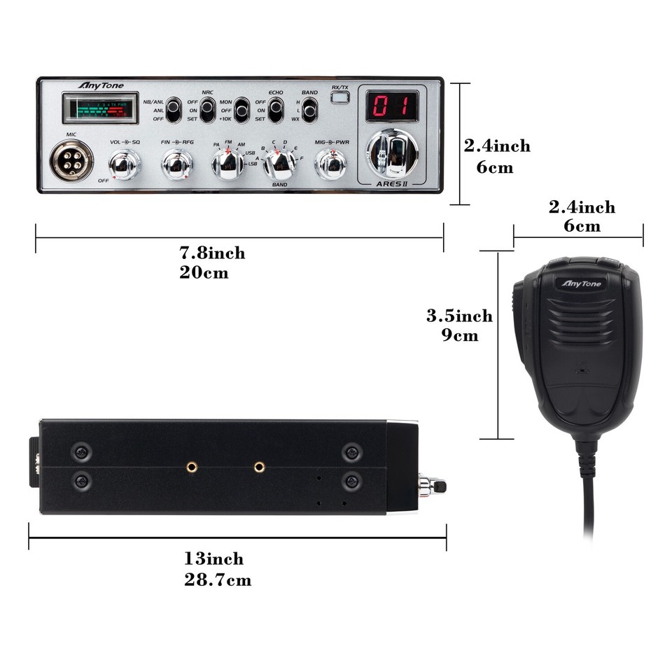 AnyTone ARES II 10 Meter Radio for Truck with CTCSS/DCS, Power output ...