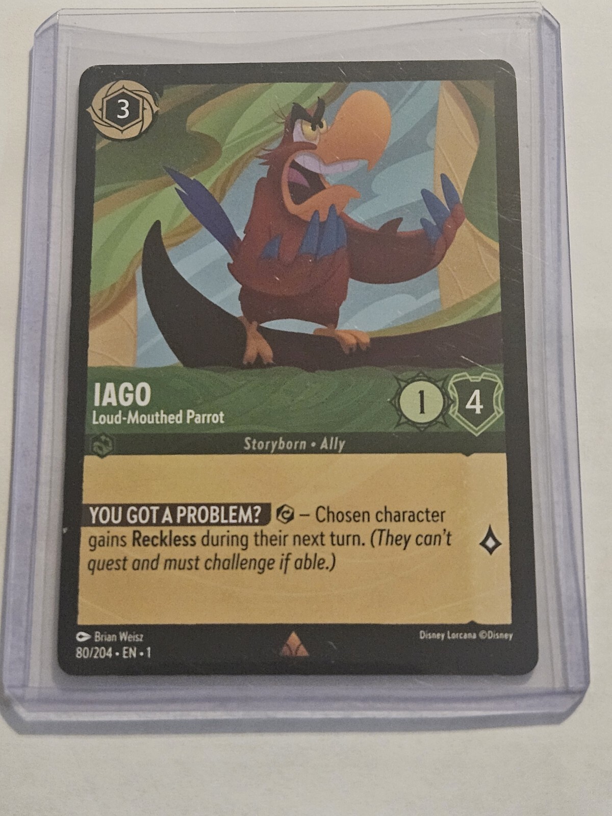 🔮 Lorcana Disney Iago - Loud-Mouthed Parrot - 80/204 - Rare NM-Mint Non ...