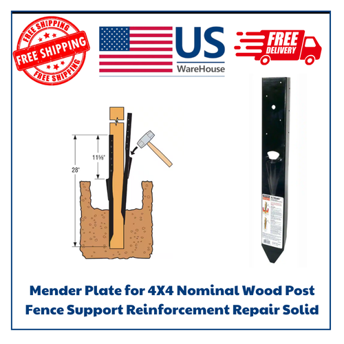 Mender Plate for 4X4 Nominal Wood Post Fence Support Reinforcement ...