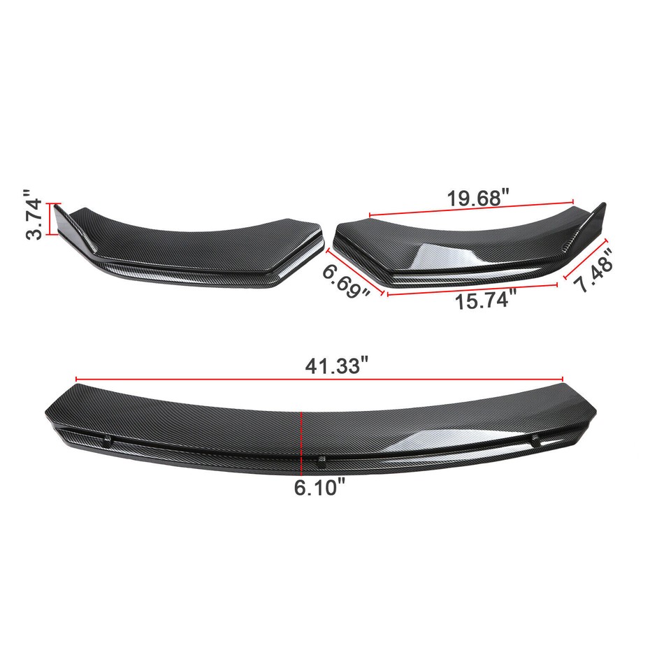 Carbon Fiber Front Bumper Lips Rear Splitter Spoiler Universal For Audi ...