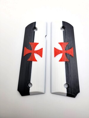 Full-Size 1911 Custom Designed 3D printed Grips with Templar Cross and ...