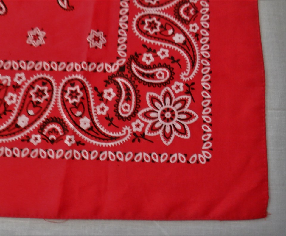 #5 VTG RED, BLACK, & WHITE BANDANA HANDKERCHIEF BIKER RANCHER HANKY ...
