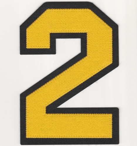 Yellow Number 2 Patch Thick Black Felt Outline Varsity Cut out Iron on ...