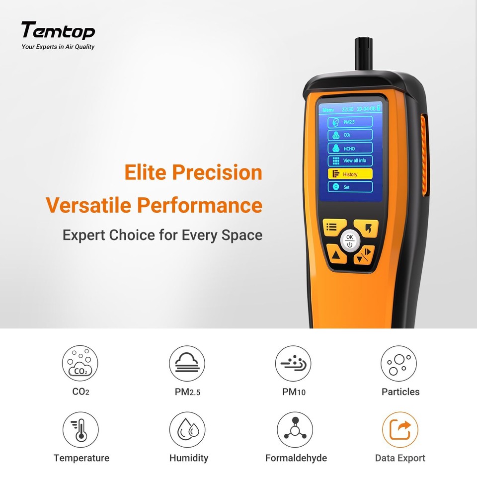 Temtop M2000 2nd Air Quality Monitor PM2.5/10 CO2 HCHO Formaldehyde ...