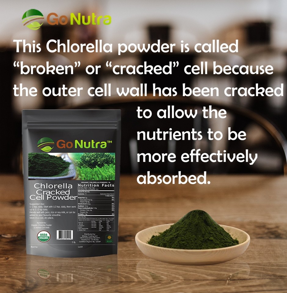 Chlorella Cracked Cell Powder 4 oz | Organic Superfood Algae | Go Nutra ...