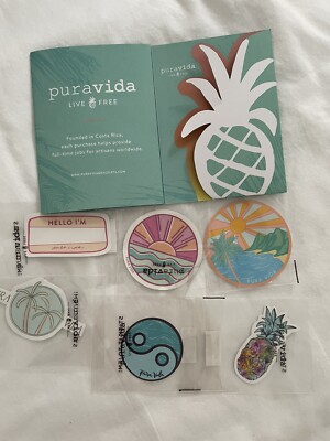Lot 6 PURA VIDA Stickers NEW~Sun Beach Yin Yang Pineapple Palm Tree ...