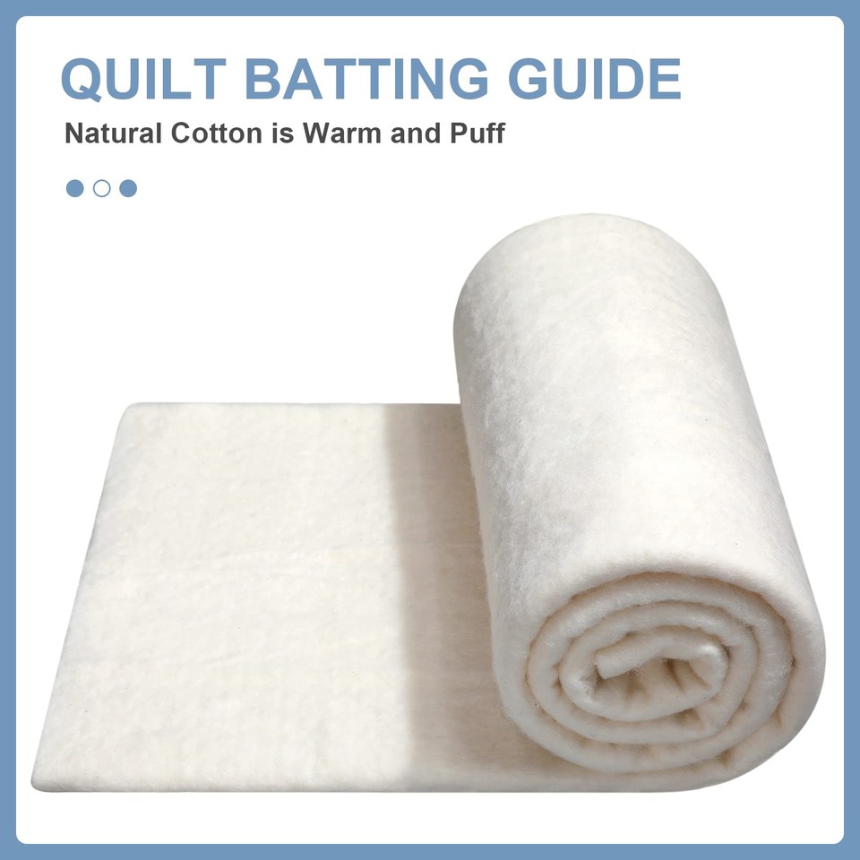 3 Pcs Natural Cotton Quilt Batting Heat Resistant Batting Warm White ...