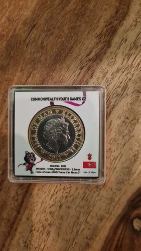 Tosha Cat £2 Isle of Man Two Pounds Coin Commonwealth Youth Games ...