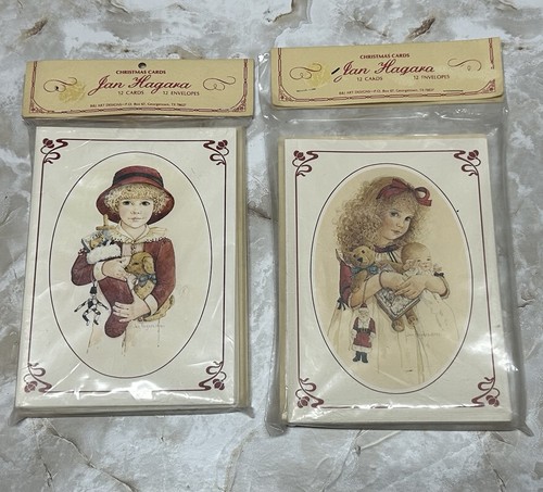 Vtg 1983 JAN HAGARA Lot 2 Pks 12 each Christmas Greeting Cards CAROL ...